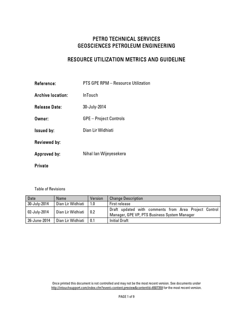 Gpe Resource Utilization Metrics And Guideline 2014 R1 6507359 01 Download Free Pdf