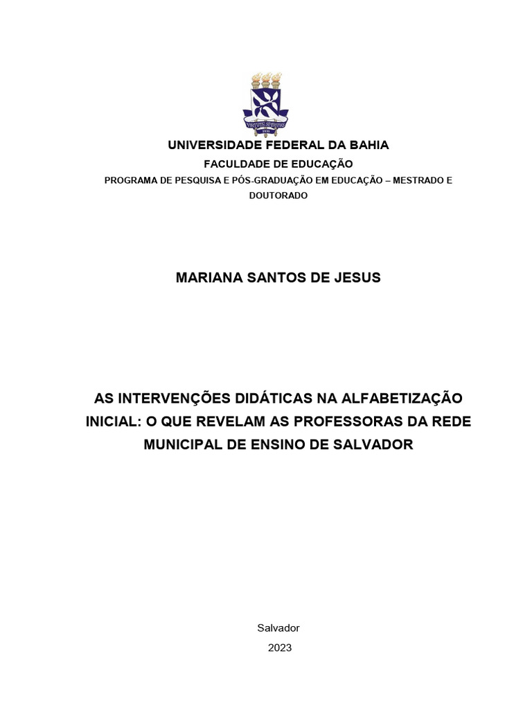Dissertaçao Mariana Santos de Jesus Impressão PDA | PDF | Pedagogia ... Dissertaçao Mariana Santos de Jesus Impressão PDA | PDF | Pedagogia ...