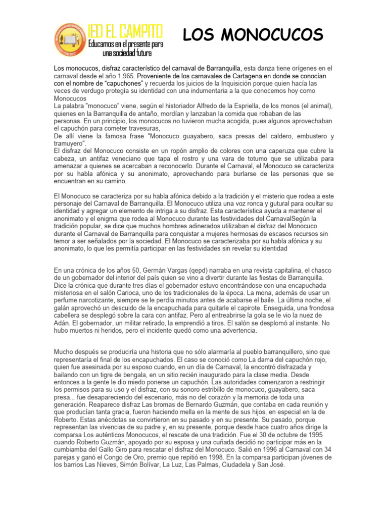 Significado y tradición del Monocuco | PDF | Carnaval