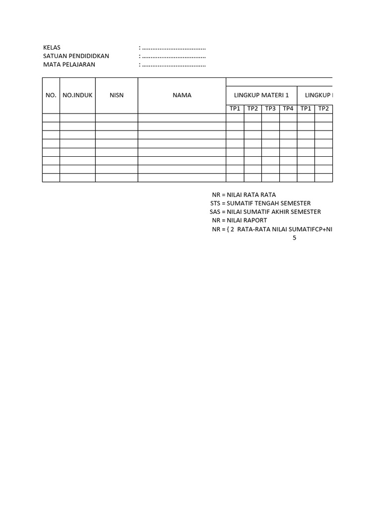 Format Penilaian Sumatif Pdf