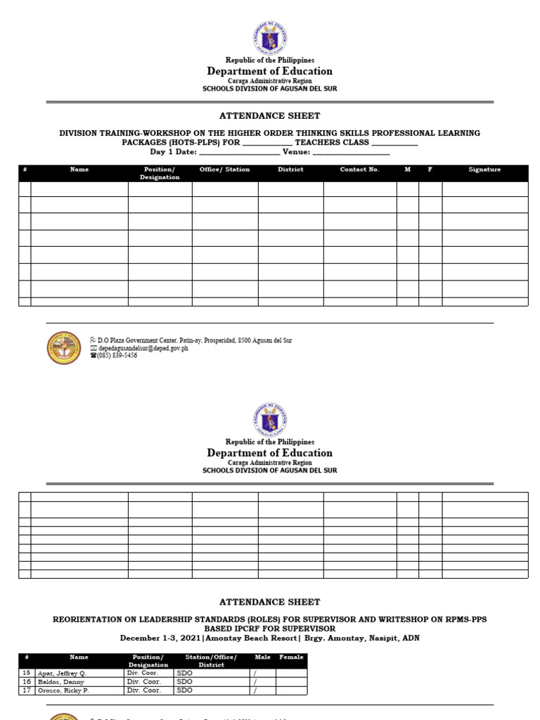 Attendance Sheet | PDF | Public Administration | Philippines