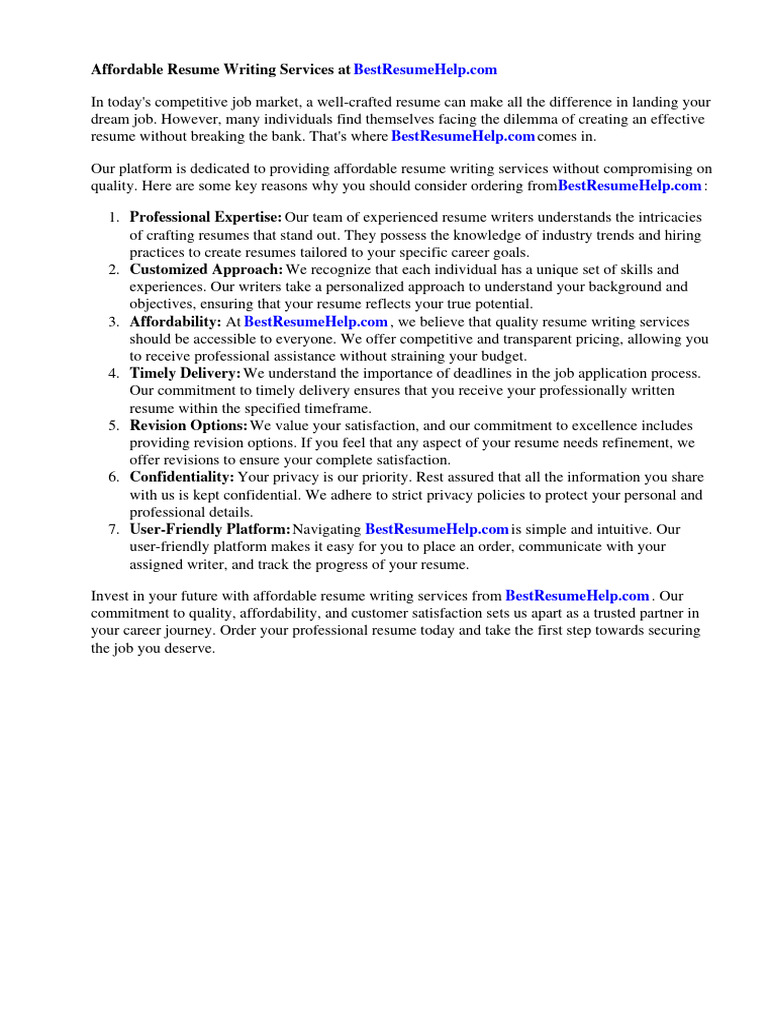 Affordable Resume Writing Services | PDF | Résumé | Linked In
