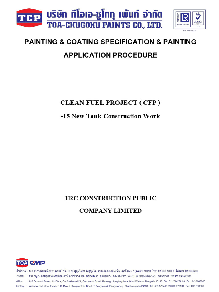 Painting Procedure Chugoku Paint | PDF | Paint | Toxicity
