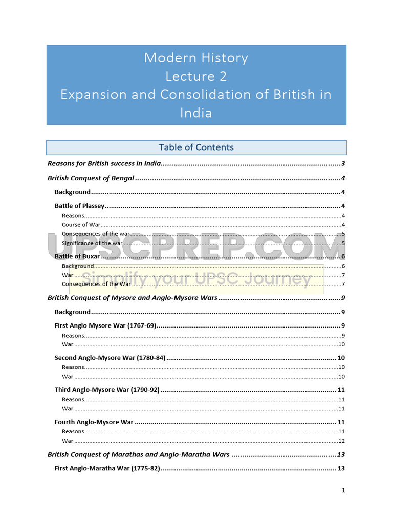 Modern Indian History 02 Content | PDF | South Asia | British India