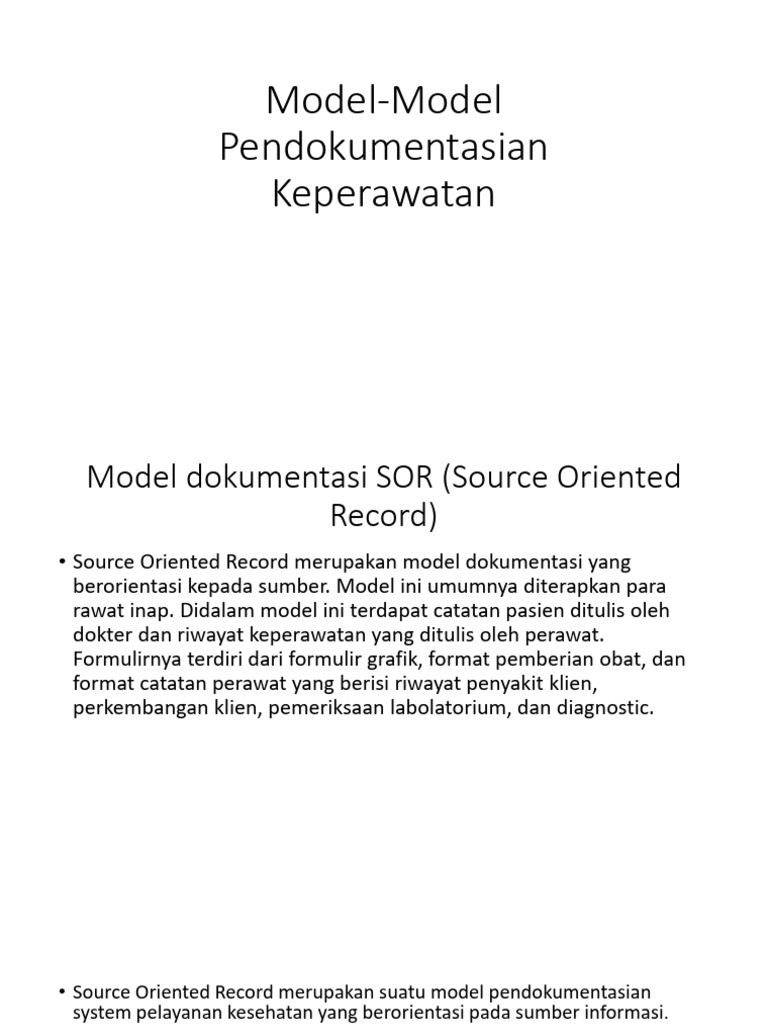 Model-Model Pendokumentasian Keperawatan Sor, Por, CND | PDF