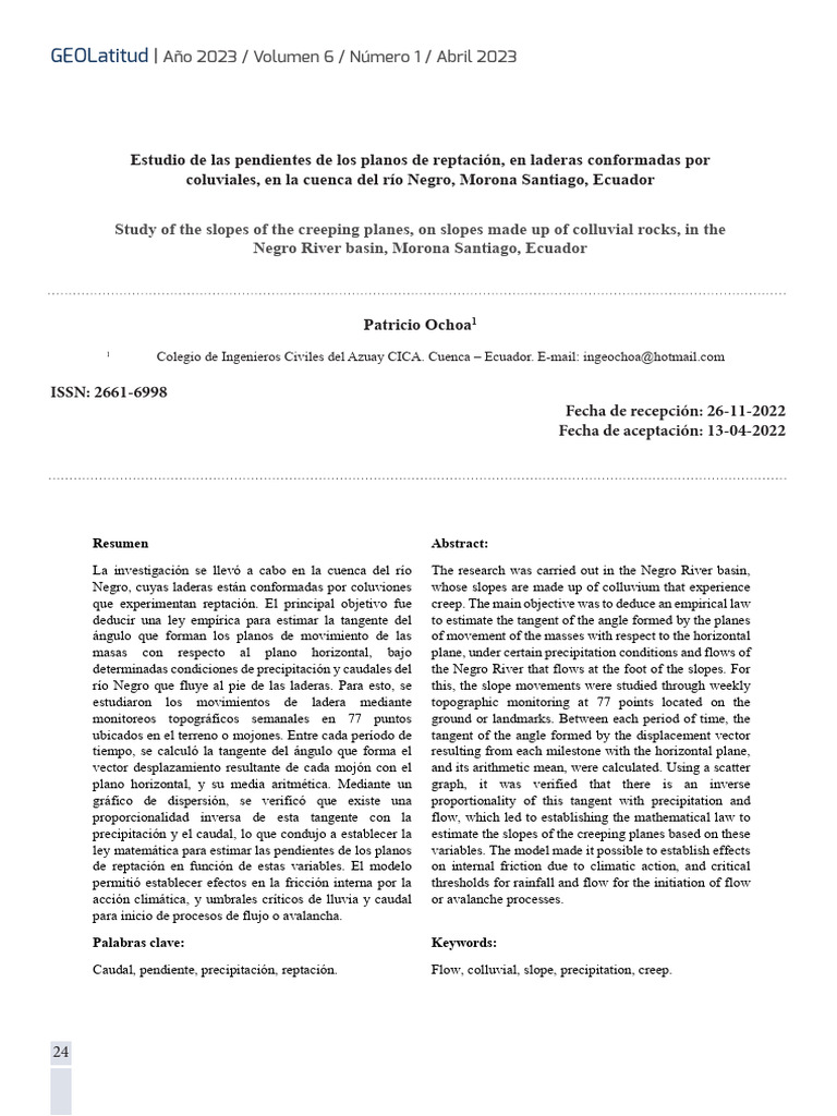 Estudio - Pendientes - Planos de Reptación - Vol6 2023 | PDF | Falla ...
