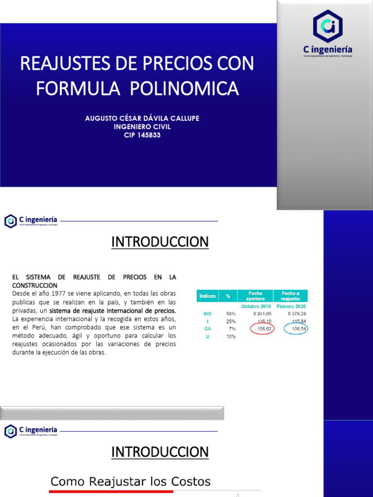 Reajuste de Precios: Fórmula Polinómica | PDF | Presupuesto | Polinomio