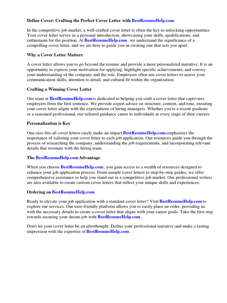 Define Cover Letter For Employment | PDF | Résumé | Employment