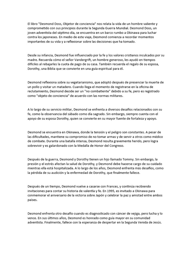 Resumen - Desmon Doss | PDF
