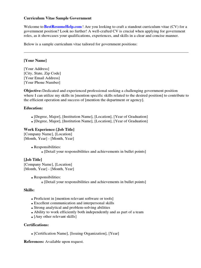 Government CV Guide for Job Seekers | PDF | Communication | Policy