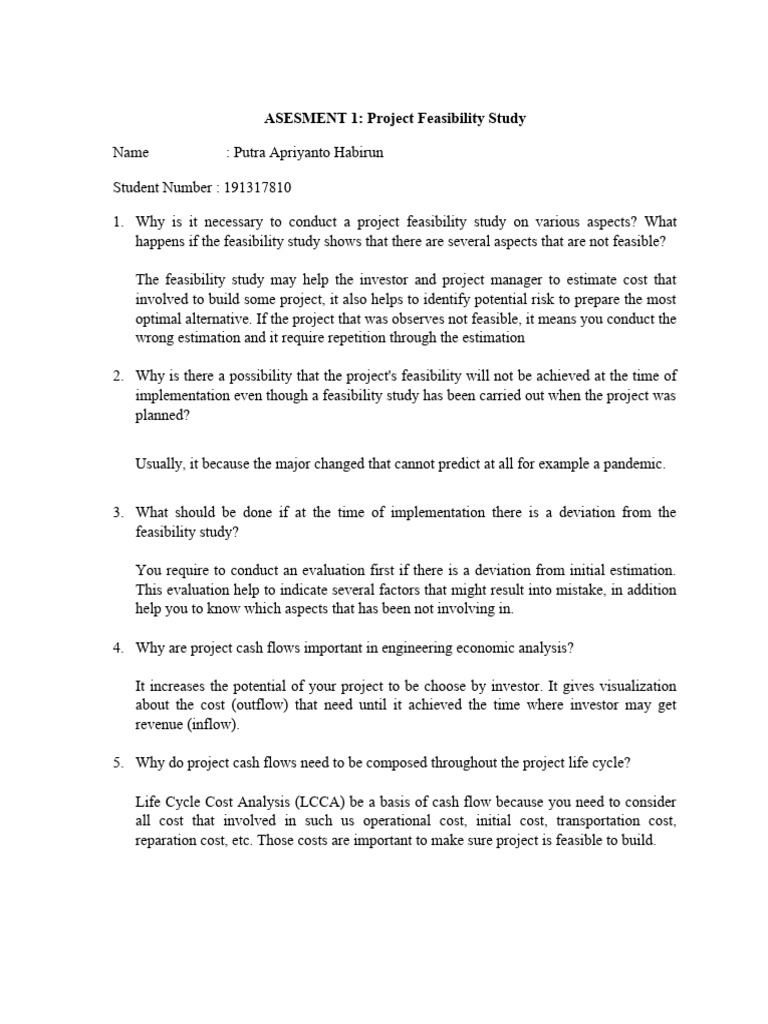 ASESSMENT 1 - Feasibility Study | PDF | Feasibility Study | Life Cycle ...