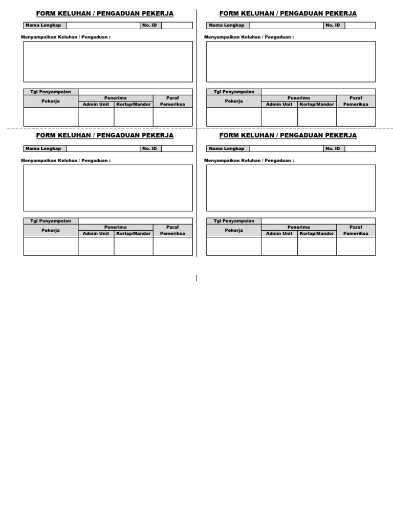 FORM Keluhan Dan Pengaduan Pekerja | PDF