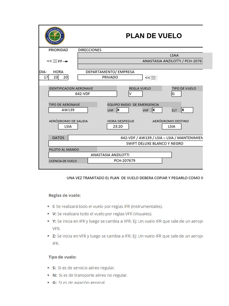 Plan de Vuelo y Guia | Descargar gratis PDF | Aeropuerto | Aeronave