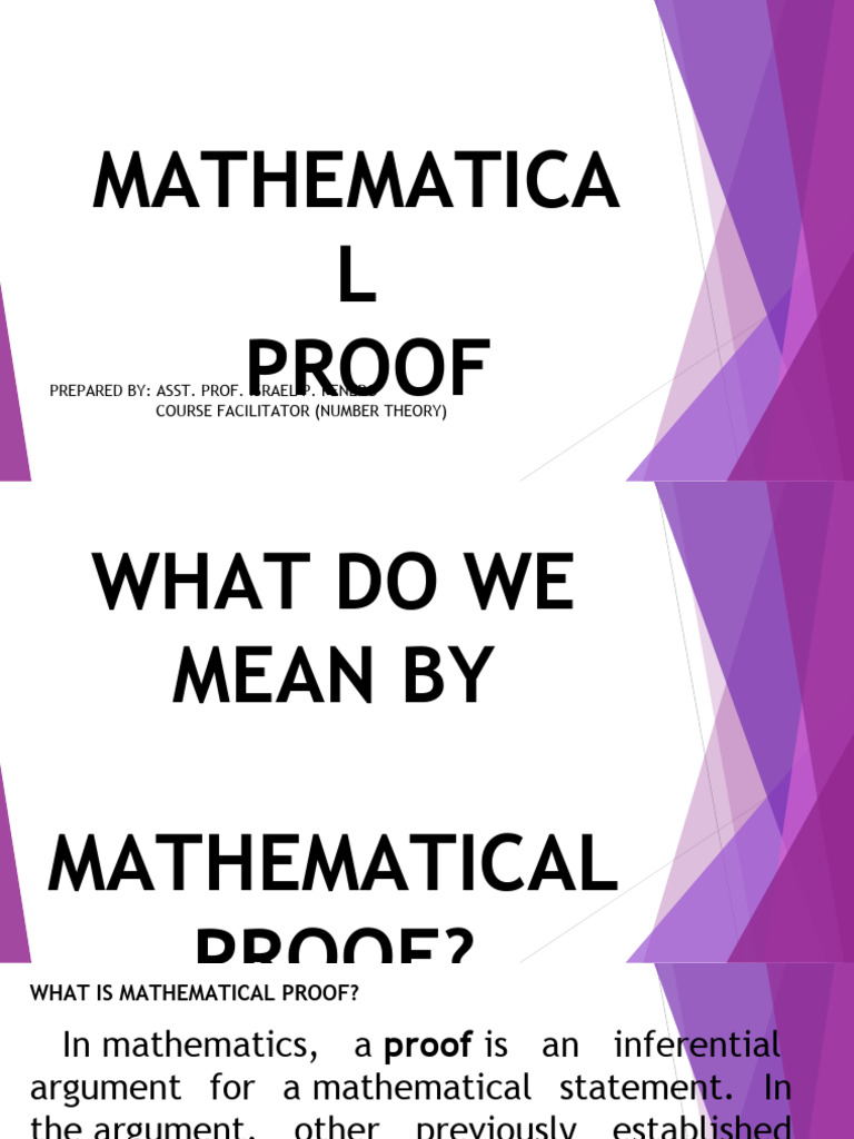 Mathematica L Proof: Prepared By: Asst. Prof. Israel P. Penero Course Facilitator (Number Theory ...