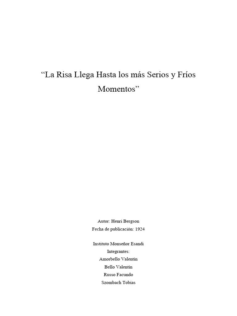 Análisis de "La Risa" de Bergson | PDF | La risa | Humor