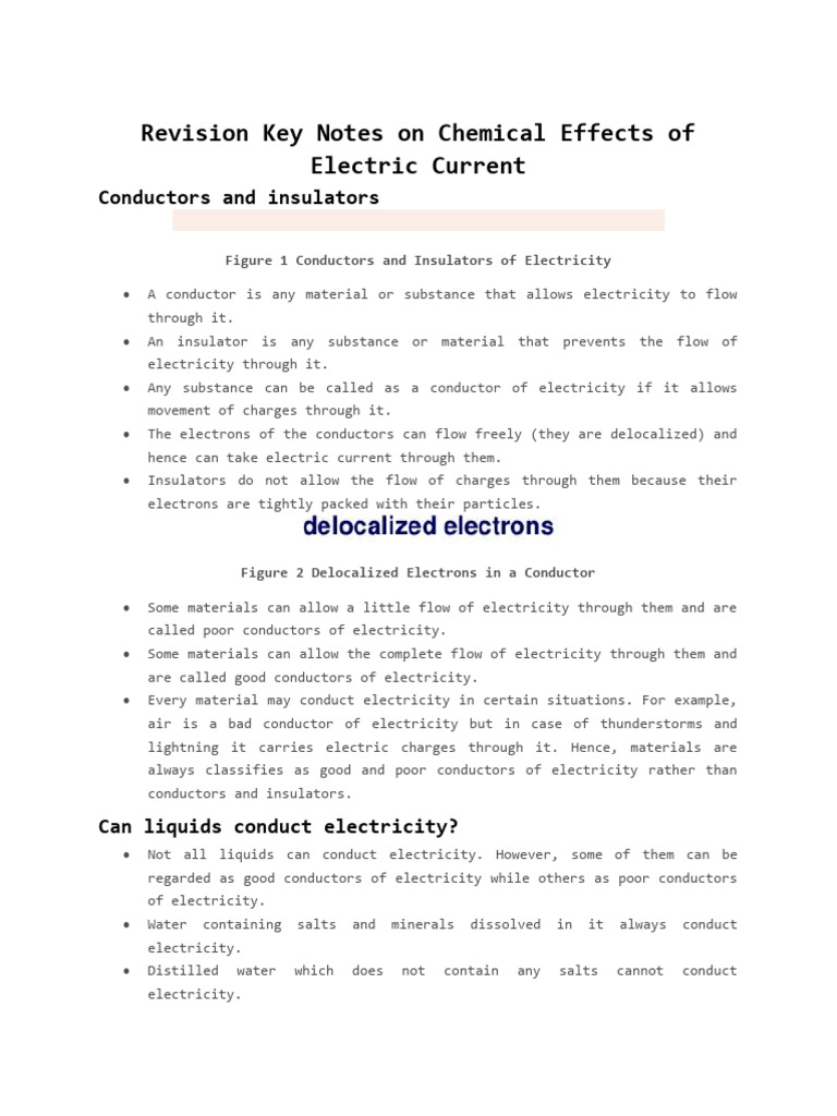 Chemical Effects of Electric Current | PDF | Electric Current | Electrode