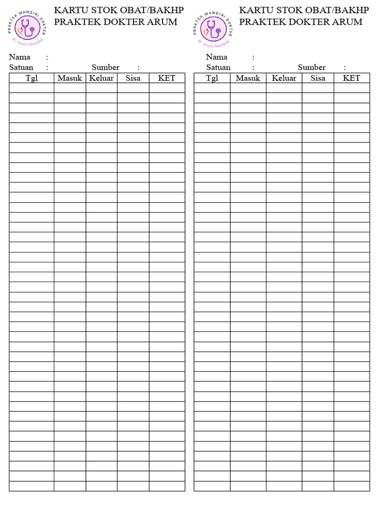 Kartu Stok Obat | PDF