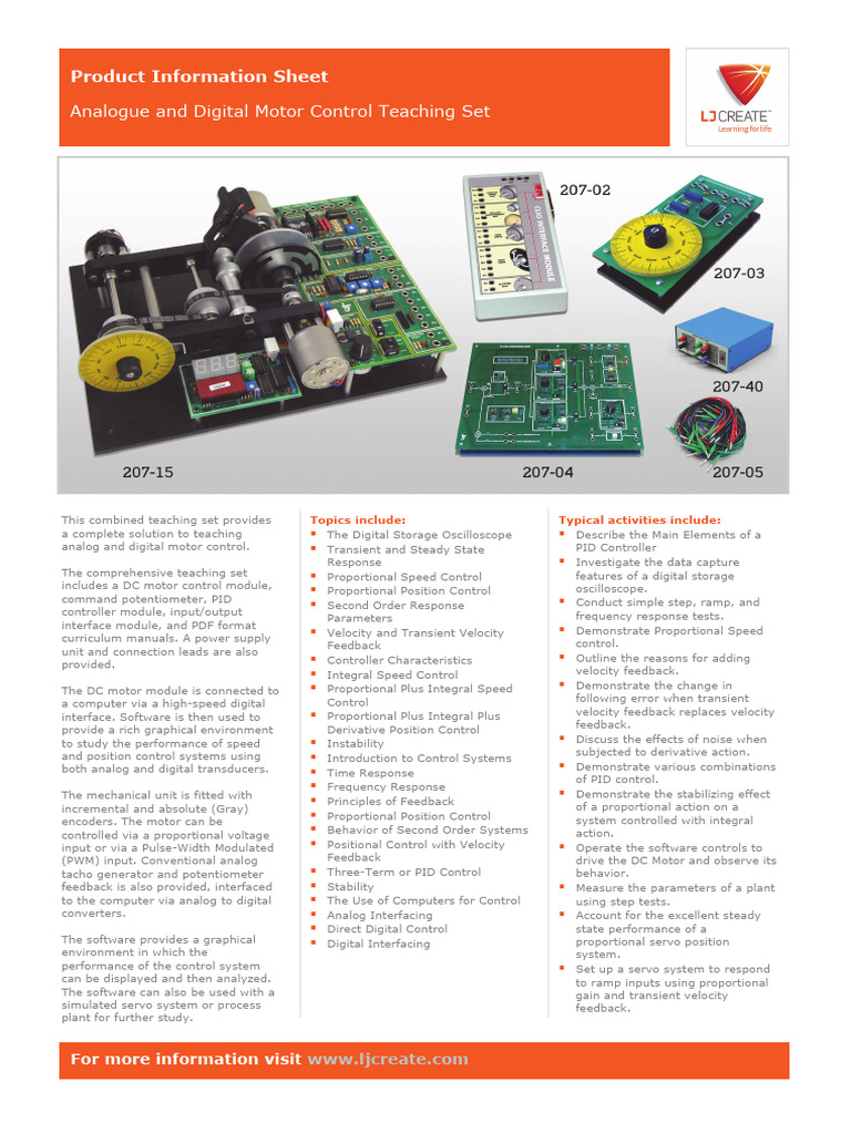 207 00 Analog and Digital Motor Control Teaching Set | PDF | Feedback ...