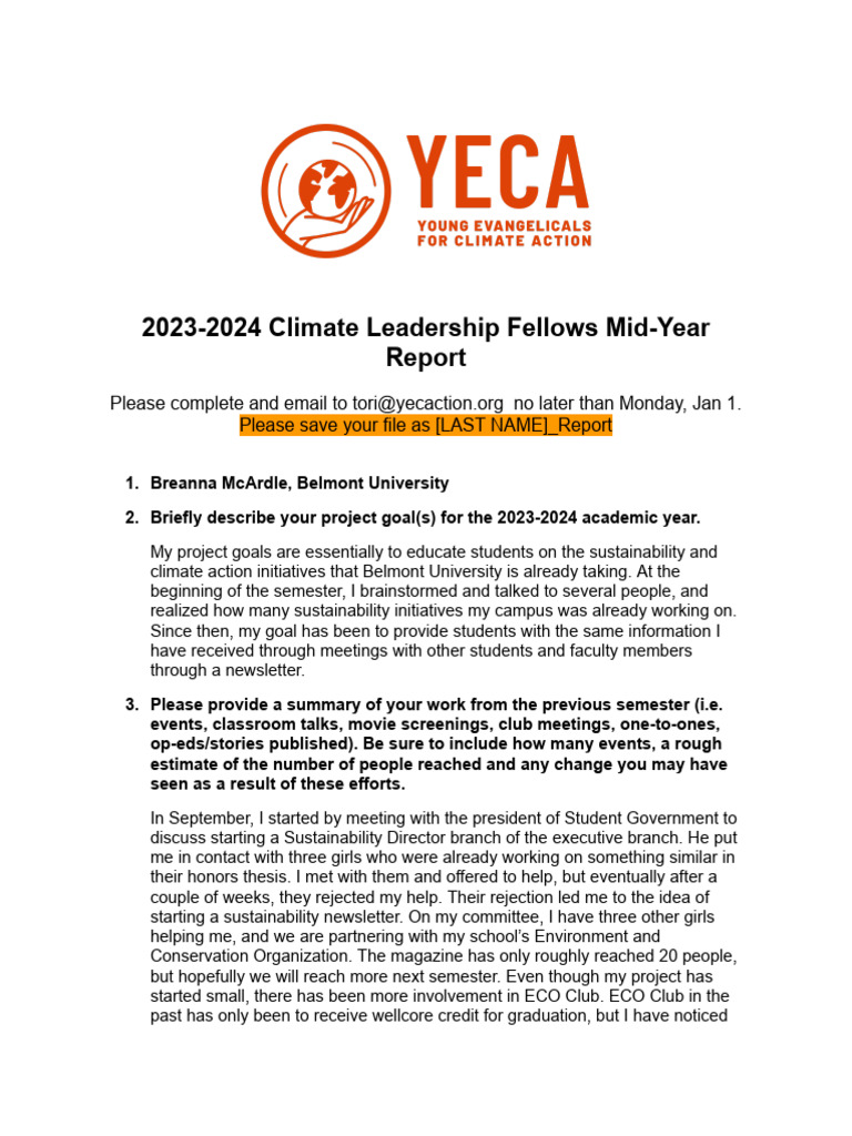 Yeca Mid-Year Report | PDF