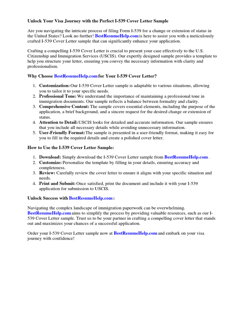 I 539 Cover Letter Sample | PDF