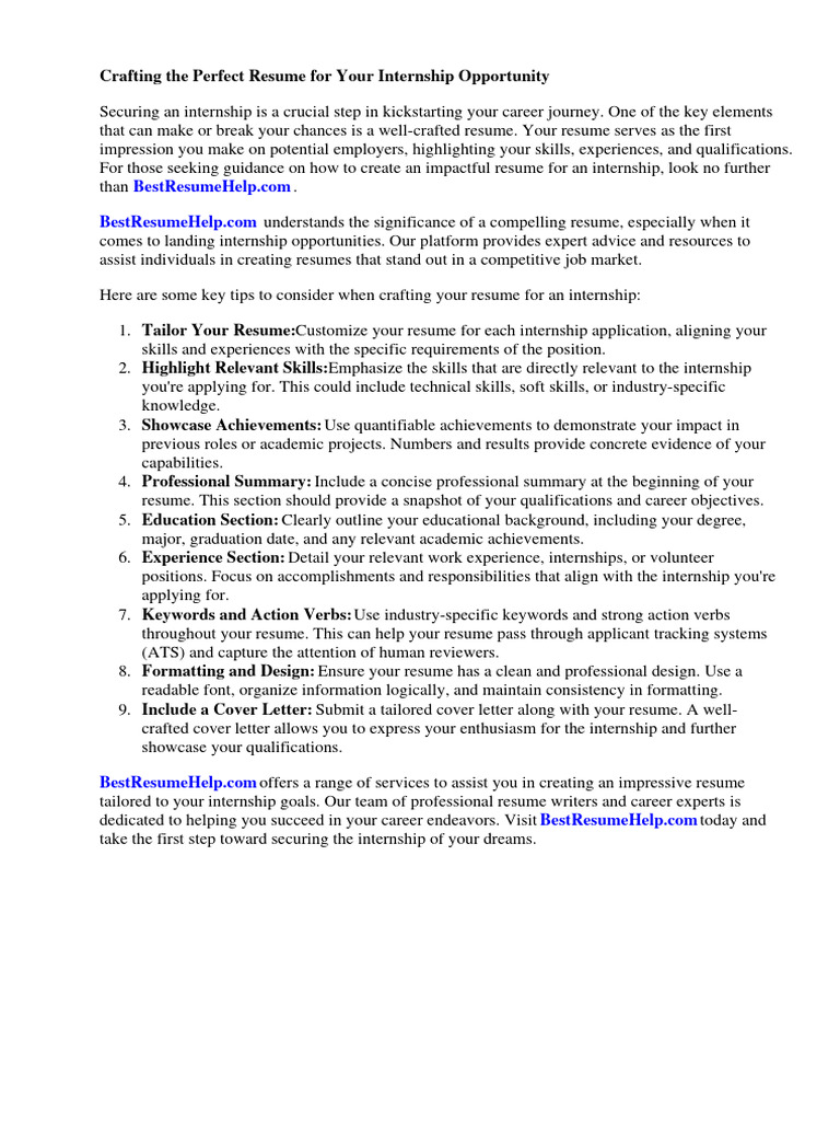 Resume For Internship Objective Statement | PDF | Résumé | Internship