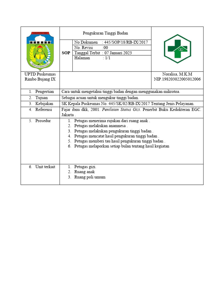 Pengukuran Tinggi Badan | PDF | Kesehatan Holistik
