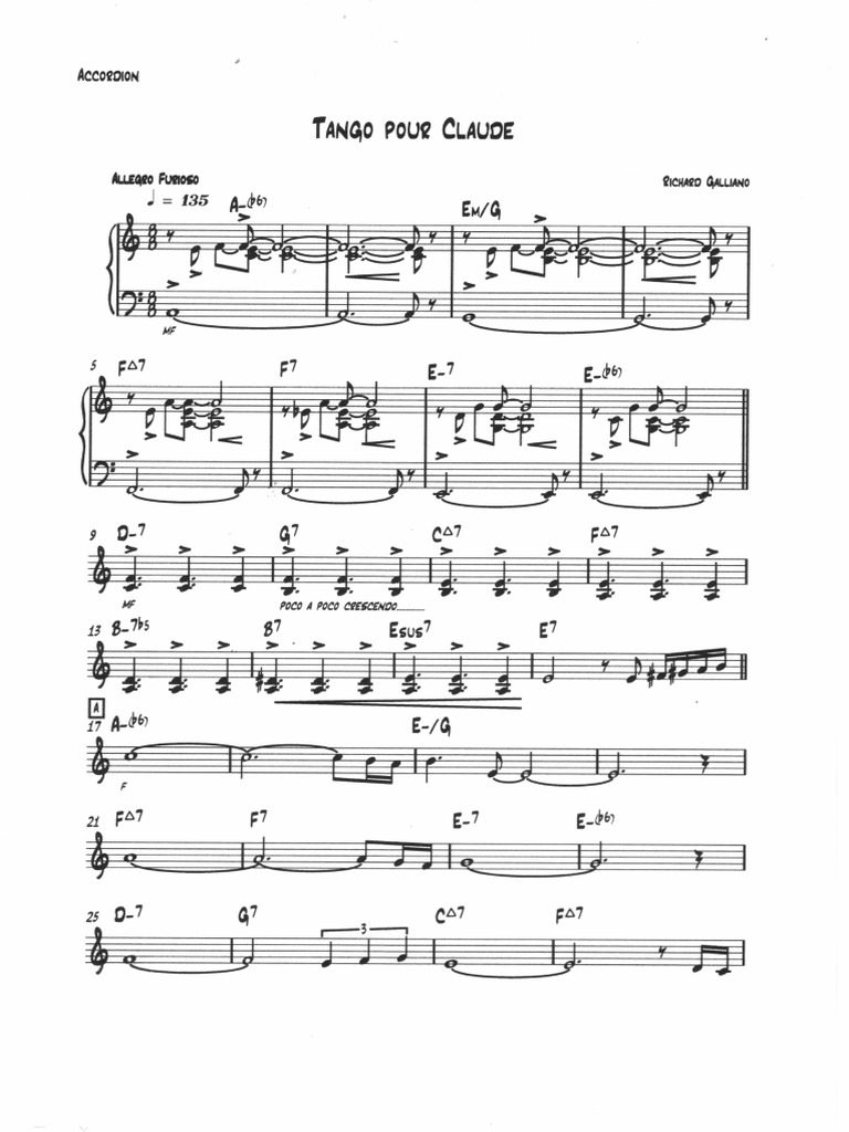 Tango Pour Claude Acc | PDF