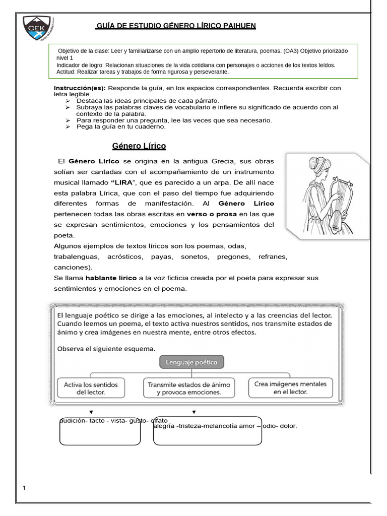 7 y 8-Basico-Lenguaje-Guia-de-estudio-Genero-Lirico | PDF | Poesía