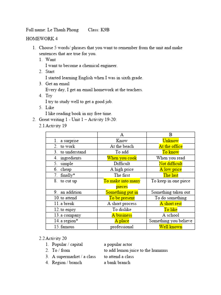 English Learning Homework 4 | PDF | English Language | Linguistics