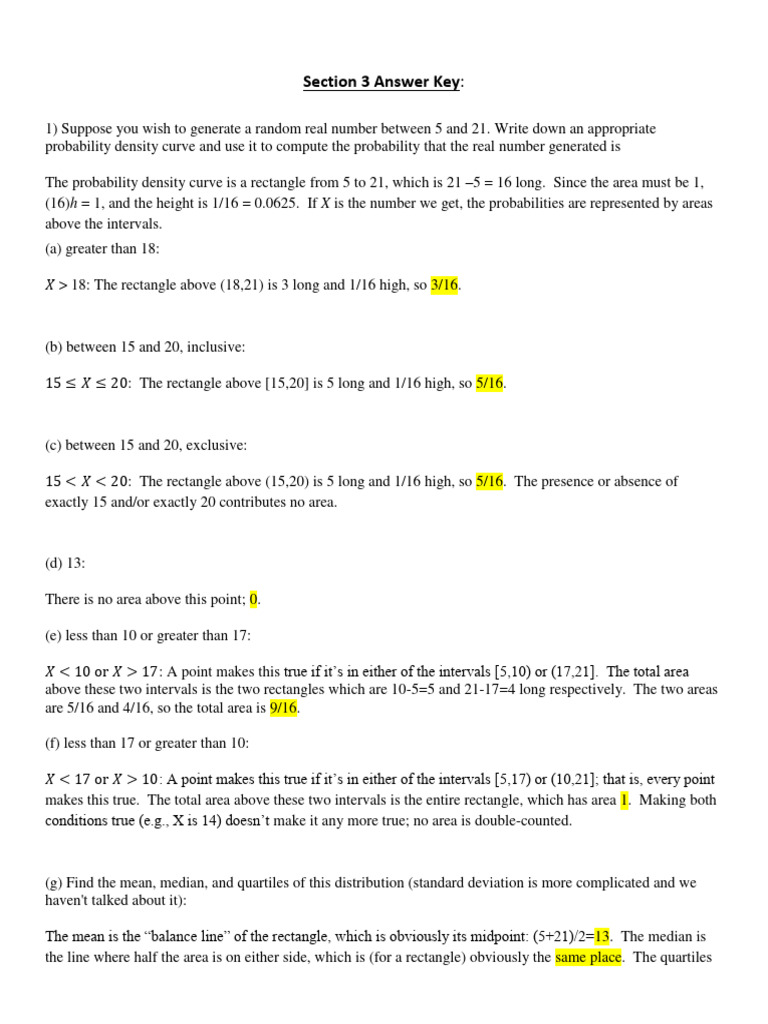 Section 3 Answer Key | PDF | Triangle | Area