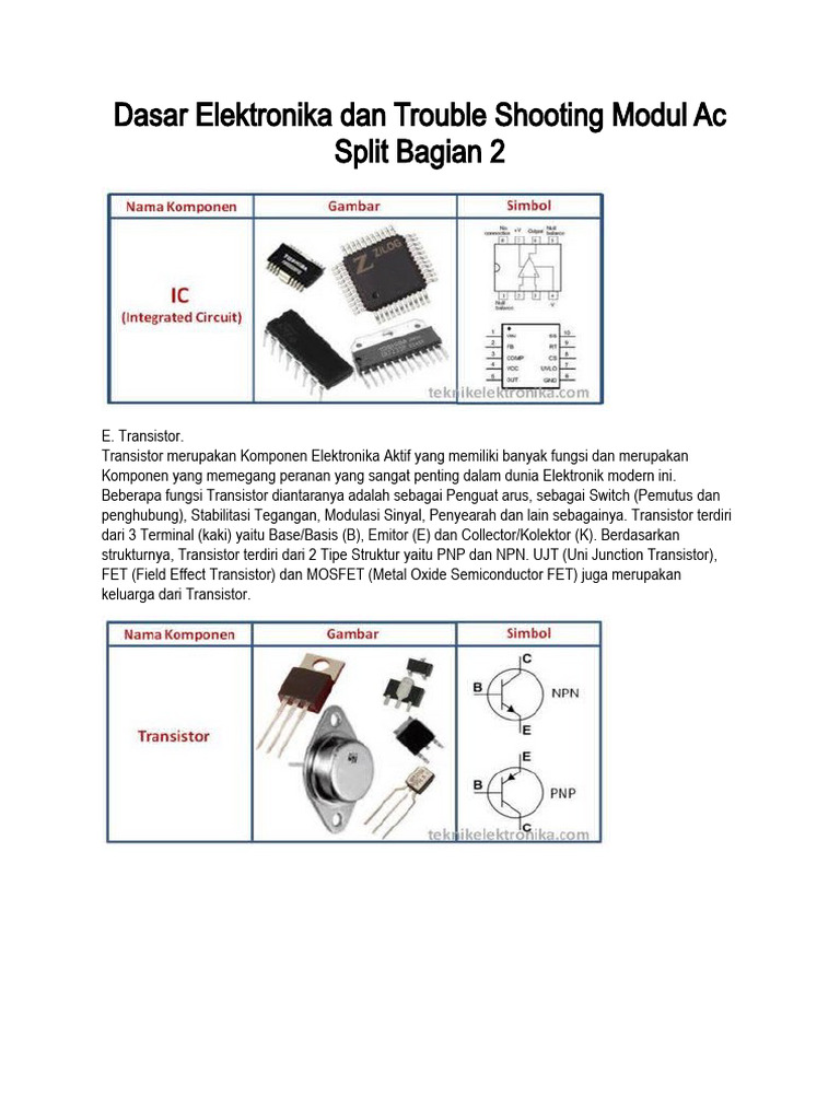 Dasar Elektronika Dan Trouble Shooting Modul Ac Split Bagian 2 | PDF ...