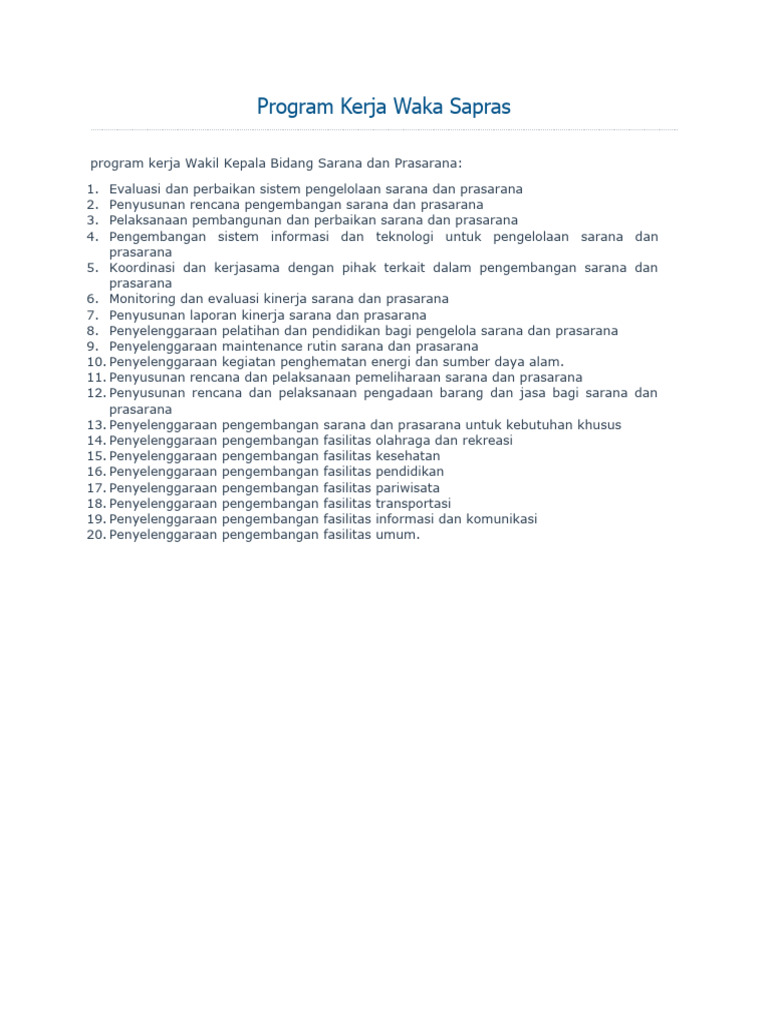 Program Kerja Waka Sapras | PDF | Komputer