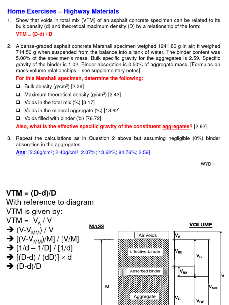 Calculating Voids in Asphalt Concrete | PDF | Density | Rates