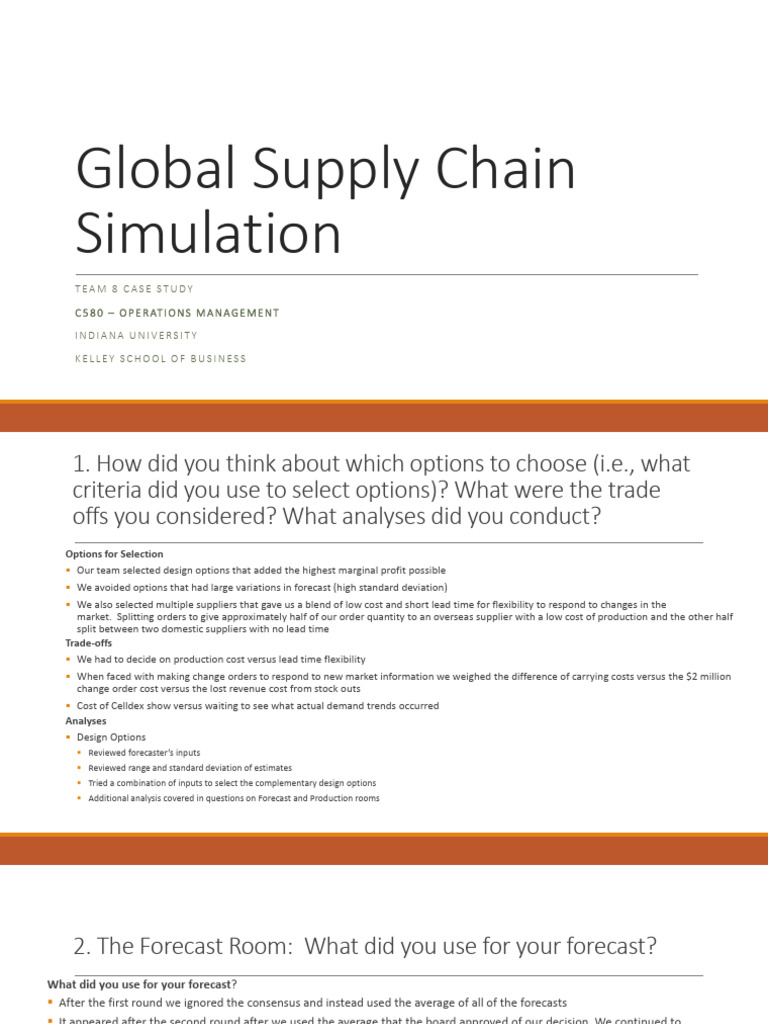 Global Supply Chain Simulation Insights | PDF | Forecasting | Supply Chain