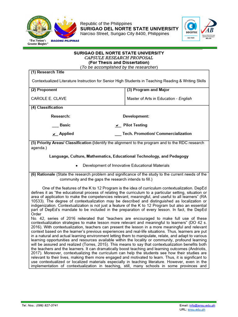 Research Capsule On Contextualized Literature Instruction in Reading ...