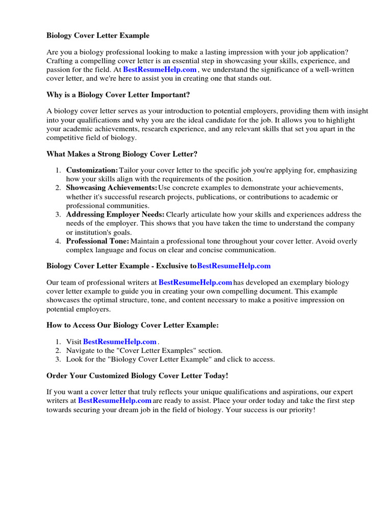 Biology Cover Letter Example | PDF | Résumé | Teachers