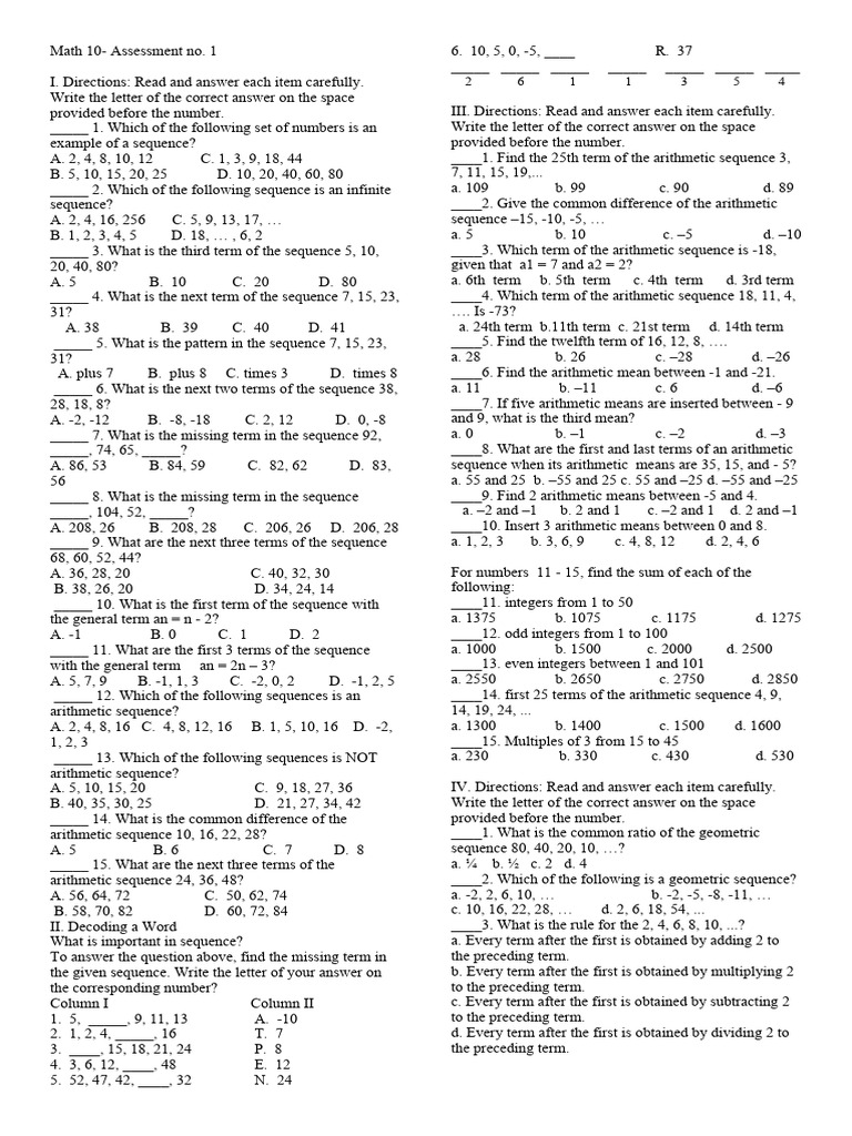 1st Quarter Assessment | PDF | Mean | Arithmetic