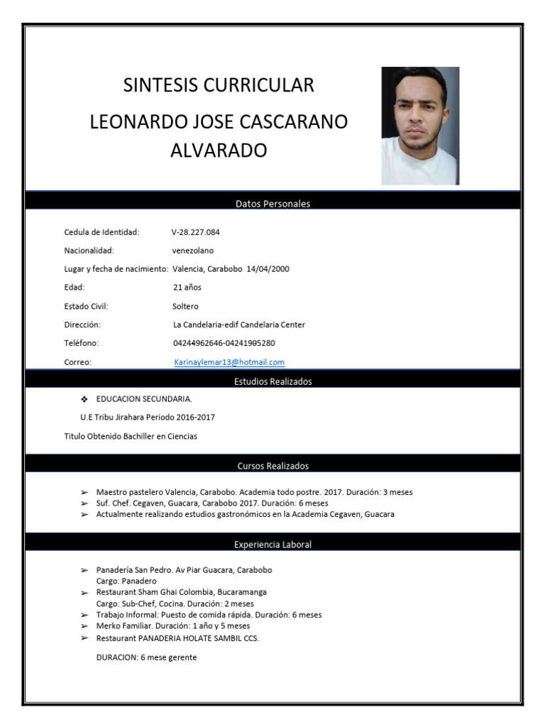 Currículum de Leonardo Cascarano | PDF