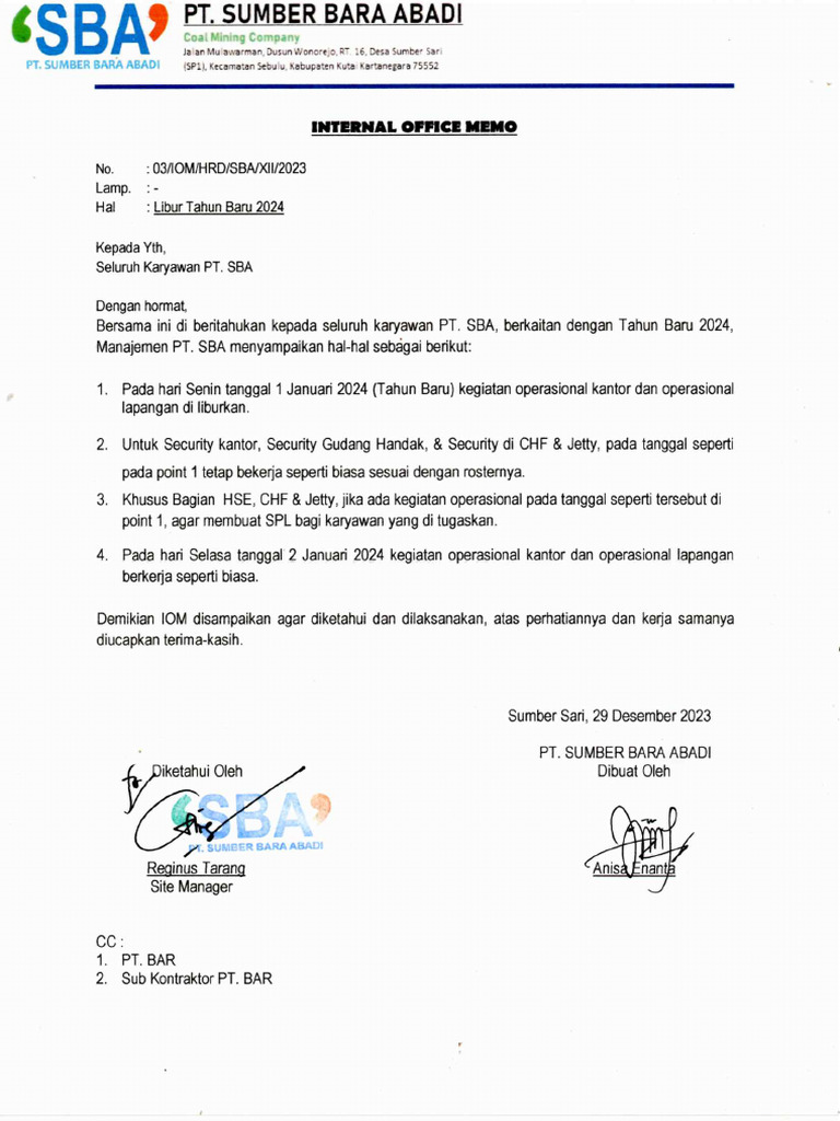 Iom Tahun Baru 2024 | PDF