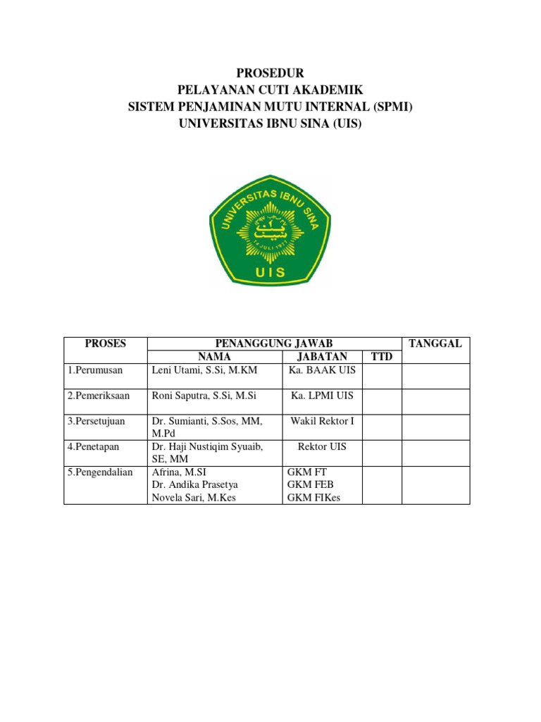 Draf SOP Cuti Akademik | PDF