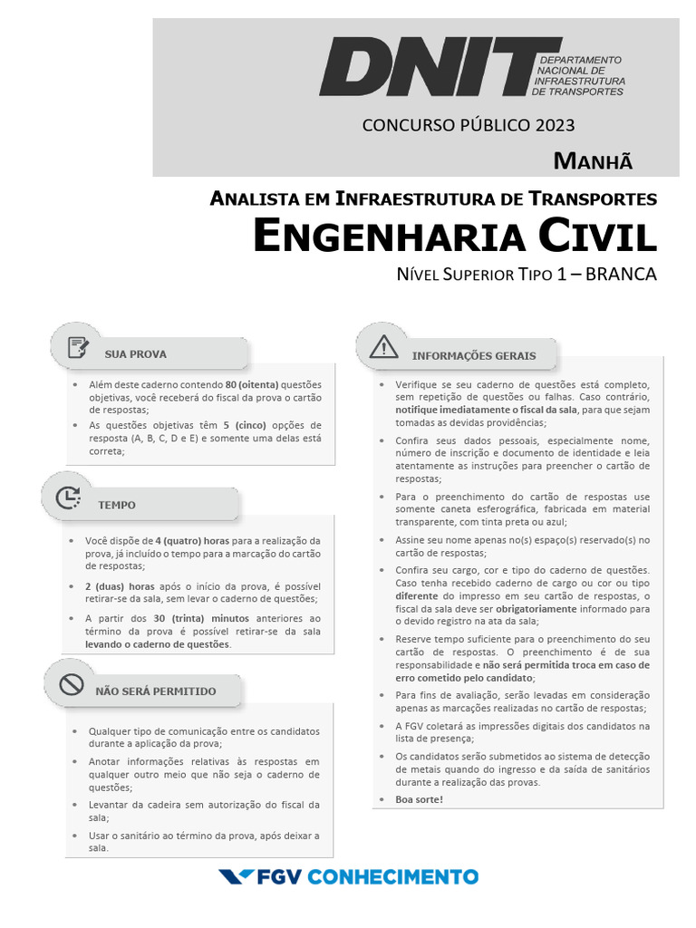 2024 02 18 FGV Dnit 2024 Analista em Infraestrutura de Transportes ... 2024 02 18 FGV Dnit 2024 Analista em Infraestrutura de Transportes ...