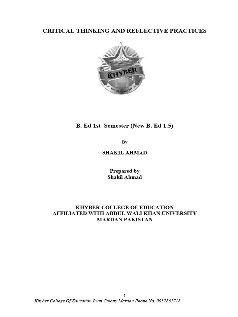 Critical Thinking 1 5 Pdf Critical Thinking Reflective Practice