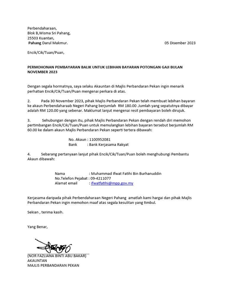 Mohon Pulangan Duit Dsebabkan Terlebih Bayar | PDF
