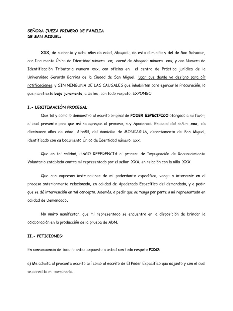 Modelo de Escrito Legitimando Personería para Actuar Como Apoderado | PDF | Demanda judicial ...