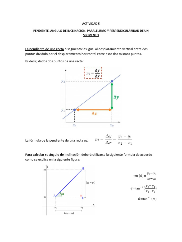 Actividad 5 Pendiente y Perpendicularidad de Un Segmento-2 | PDF | Pendiente | Línea (geometría)
