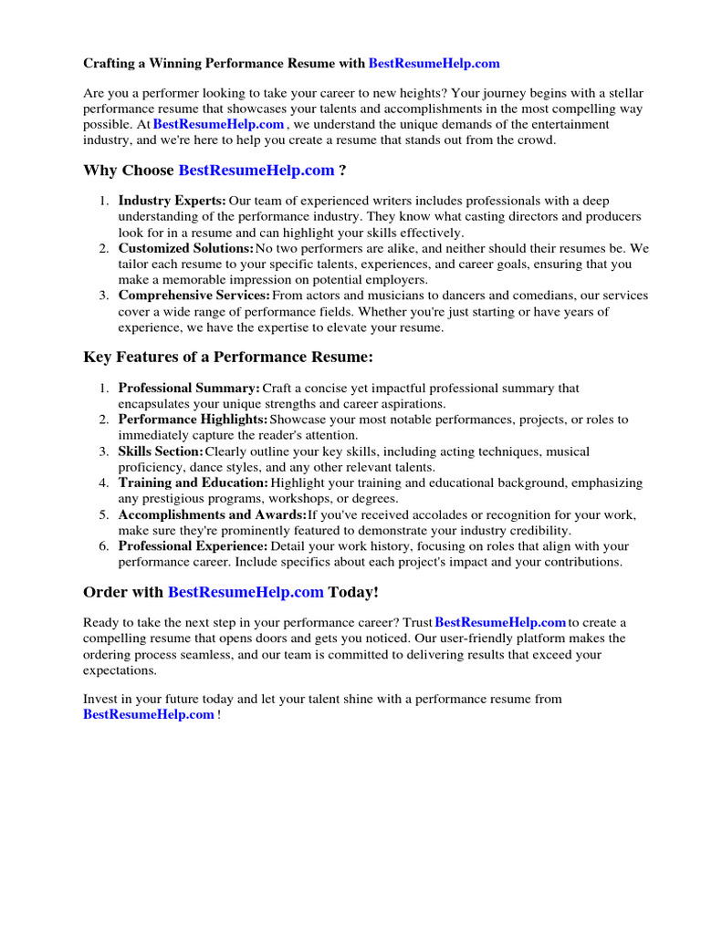 Crafting a Performance Resume Guide | PDF | Leadership | Performance ...