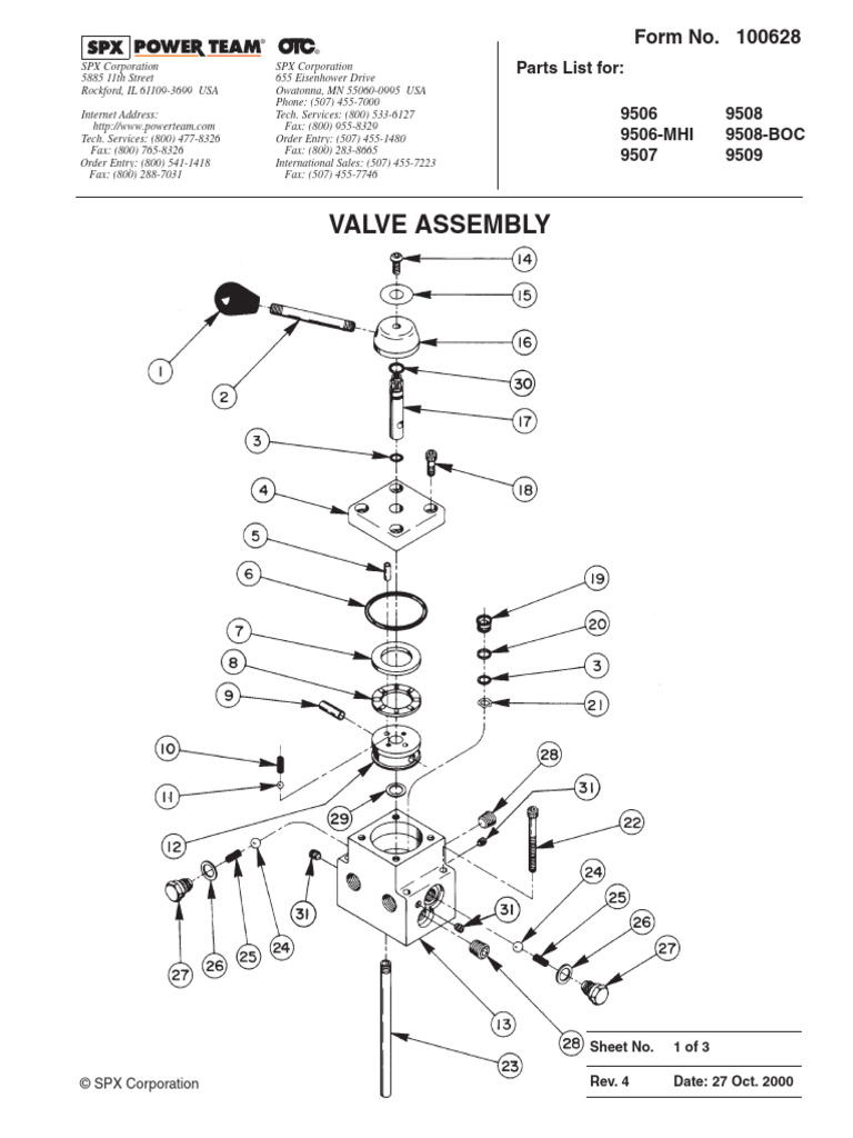 Ersatzteilliste SPX PowerTeam Ventil 9506 9507 9508 9509 | PDF | Valve ...