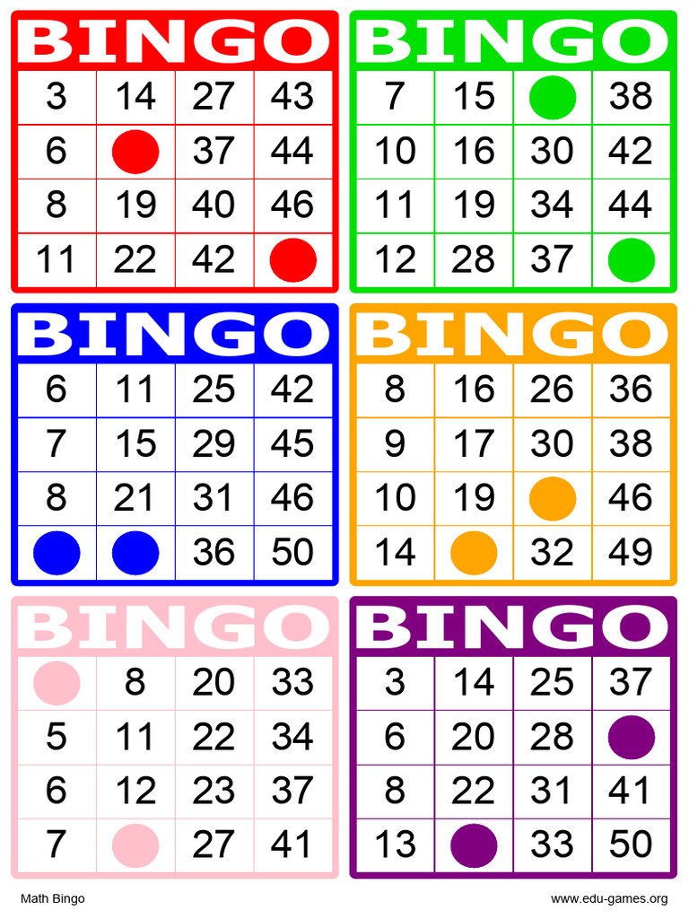 Math Bingo | PDF