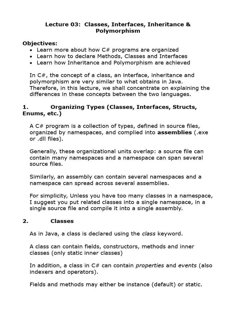 Lect03 Classes Pdf Method Computer Programming Class Computer Programming 0135