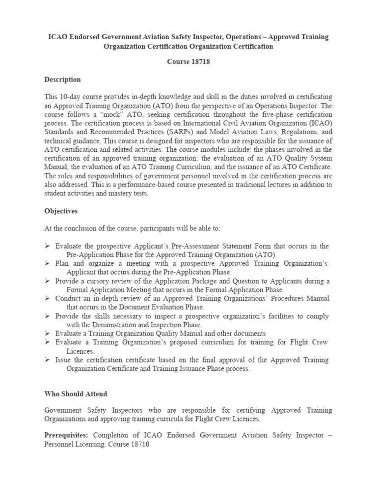 Summary of ATO Course | PDF | Certification | Curriculum